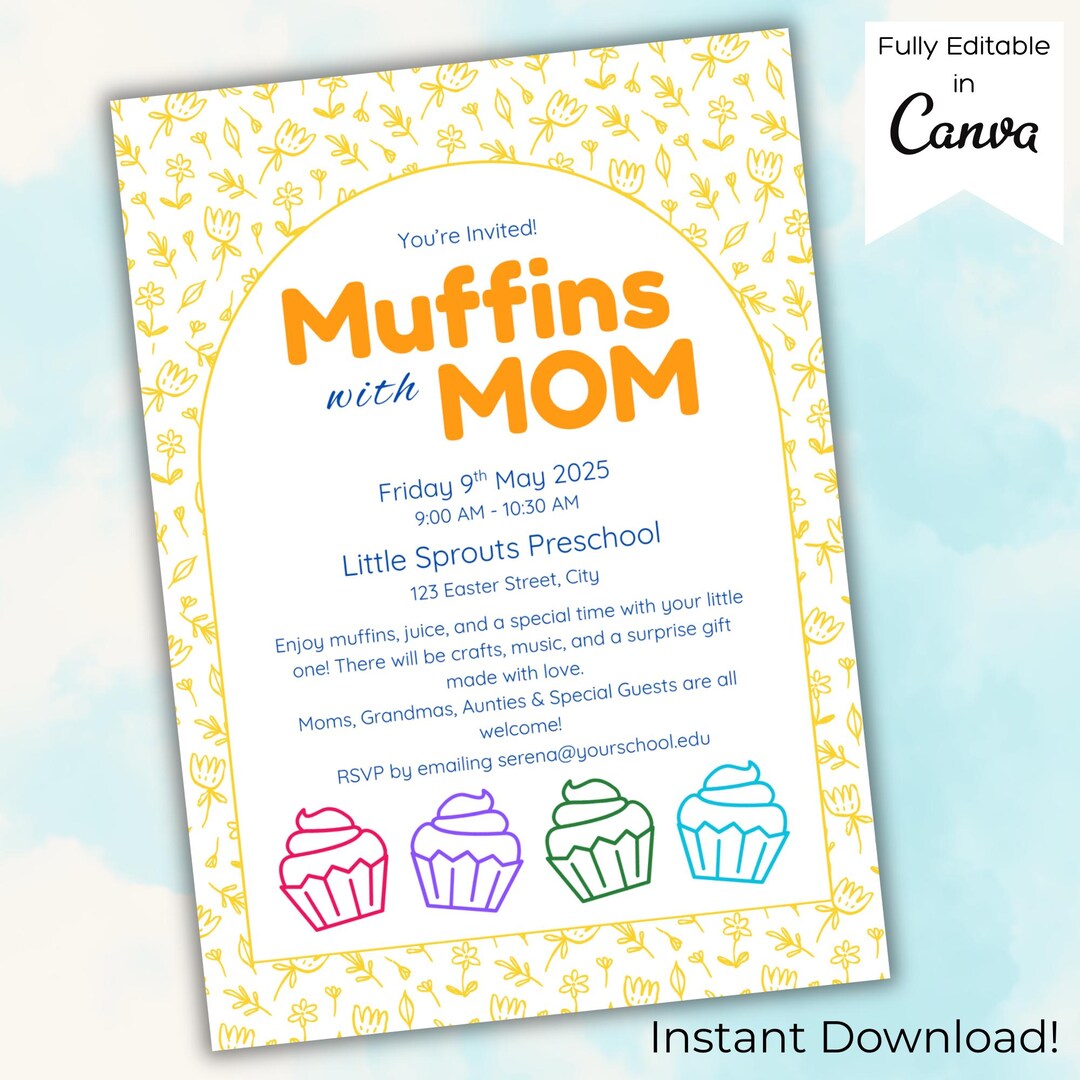 Muffins With Mom Template, Muffins With Mom Flyer, Muffins With Mom ...