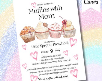 Muffins With Mom Invite, Canva Template, Muffins With Mom Flyer ...