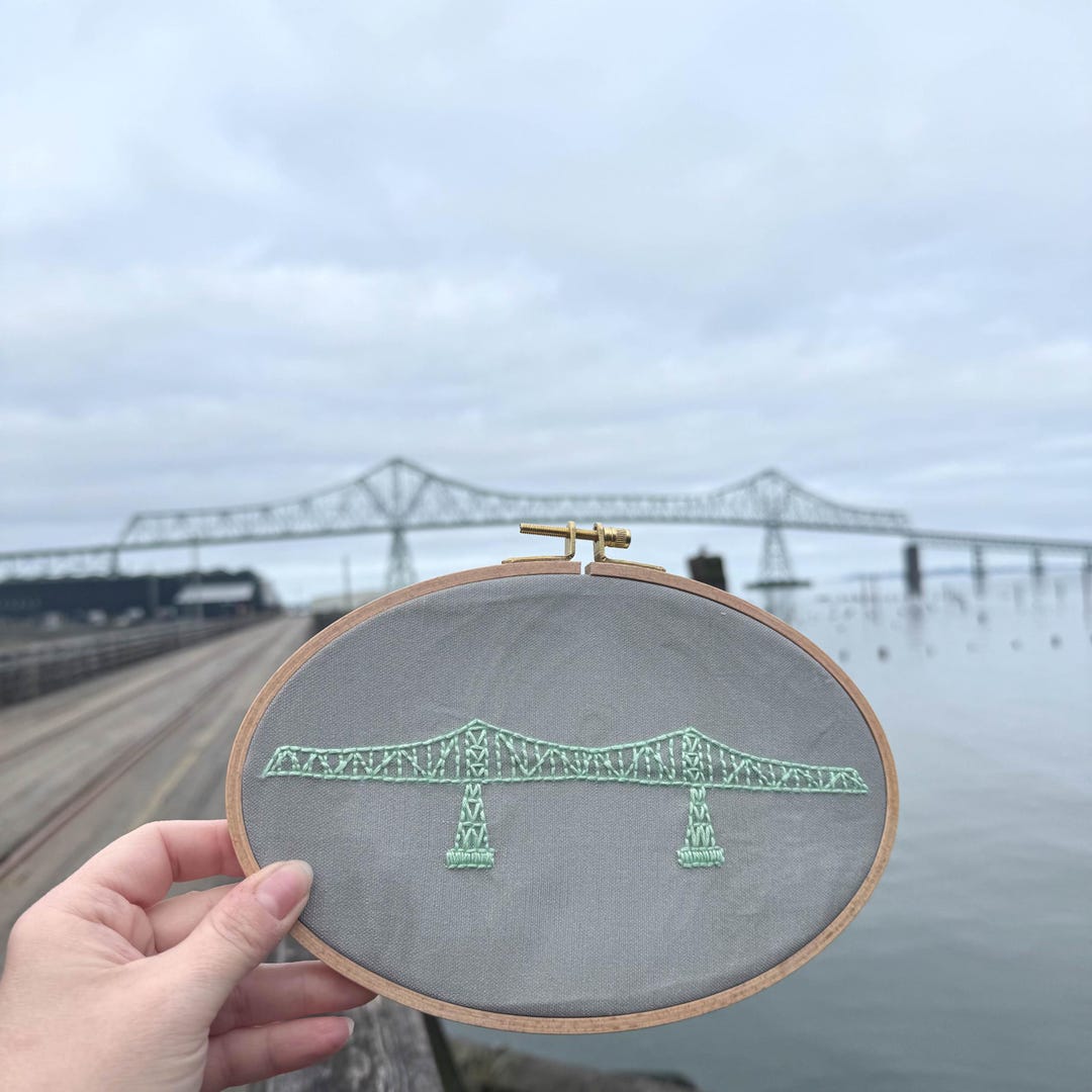 Astoria Oregon Megler Bridge Embroidery Kit - Etsy