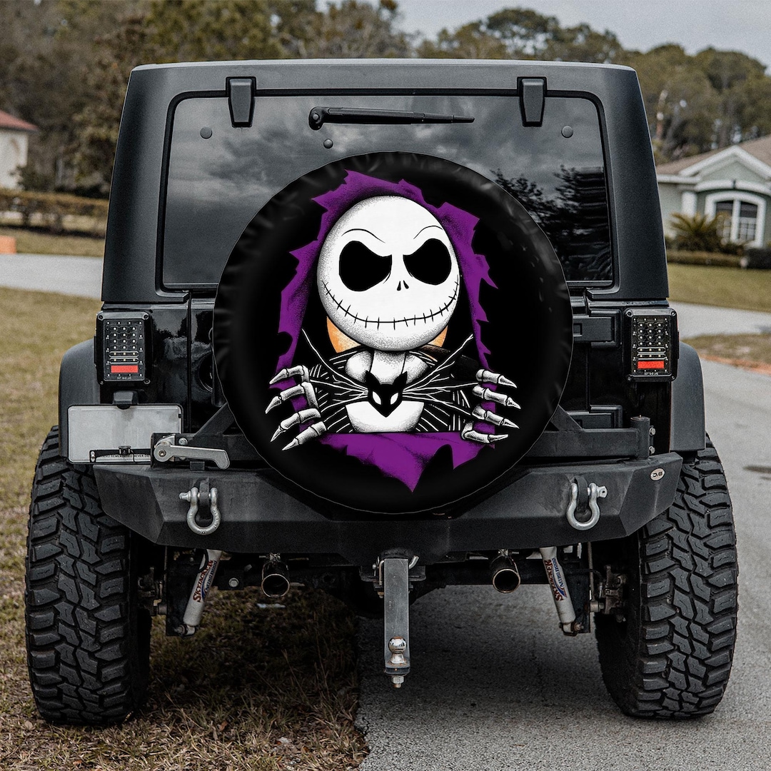 Jack Skellington Purple Ripped Halloween Jeep Tire Cover, Scary ...