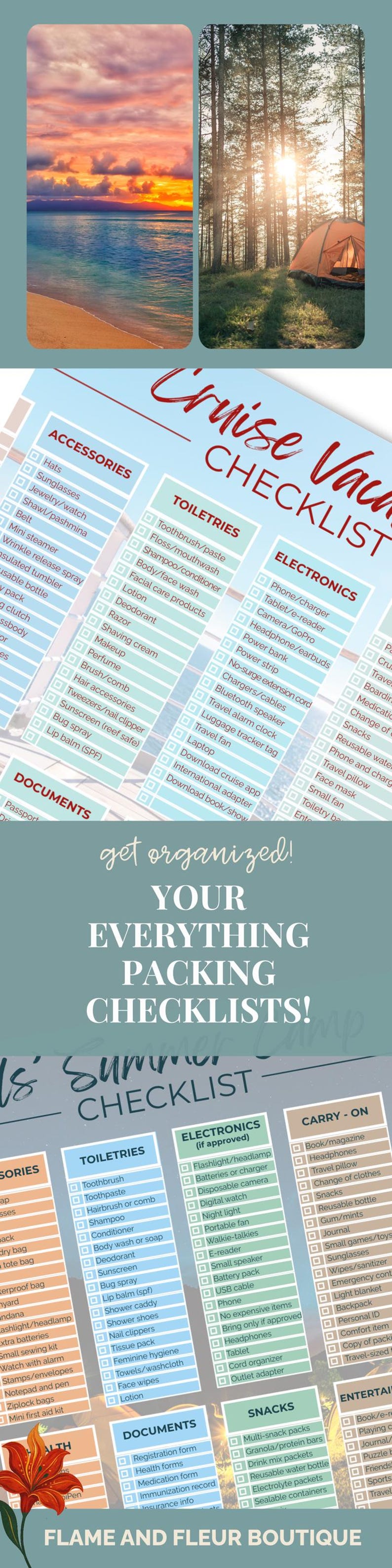Camping Checklist Printable: Tent & RV Trip Planner (canva Editable PDF ...