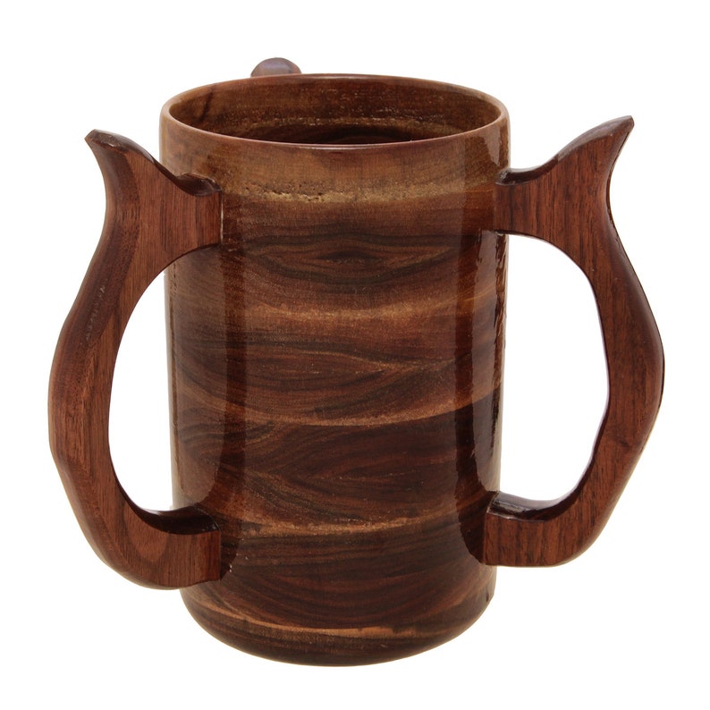 Handcrafted 3 Handled Wood Mug Walnut 64 oz Tankard Beer | Etsy