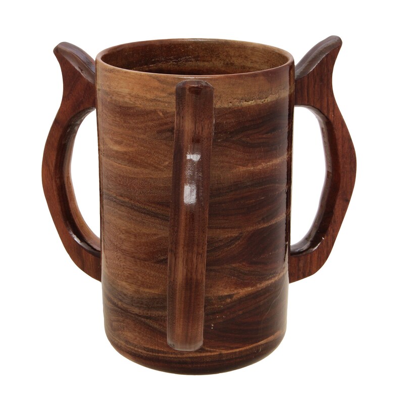 Handcrafted 3 Handled Wood Mug Walnut 64 oz Tankard Beer | Etsy