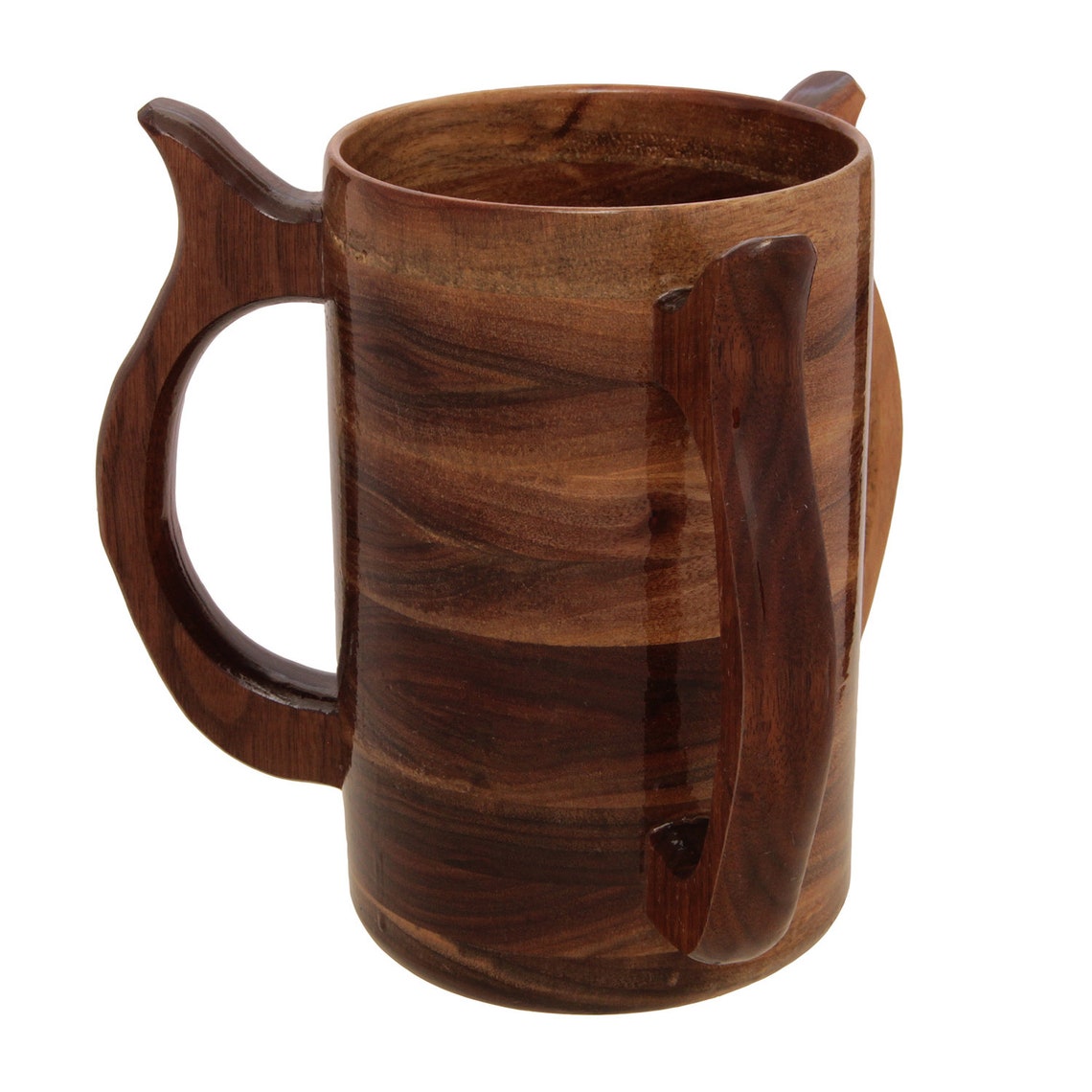Handcrafted 3 Handled Wood Mug Walnut 64 oz Tankard Beer | Etsy