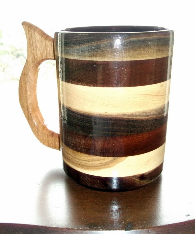 Handcrafted Wood Mug Trio of Wood 32 Oz Tankard, Wood Beer Stein, Wood ...