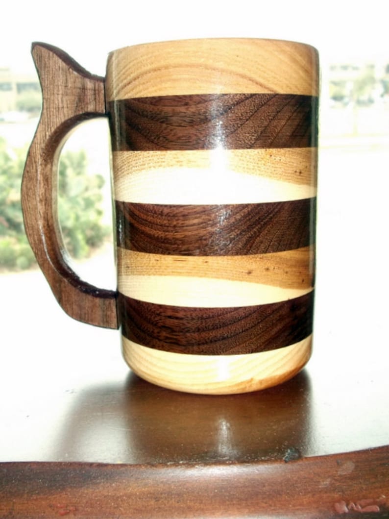 Handcrafted Wood Mug Hickory Walnut Mix 20 Oz , Wooden Beer Mug, Beer ...