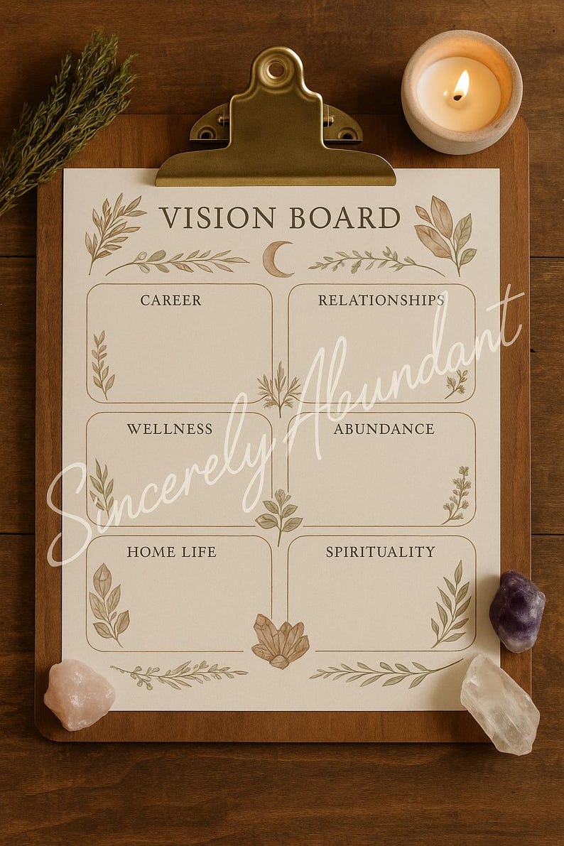 Earthy Vision Board Template – Printable & Canva Editable | Spiritual ...