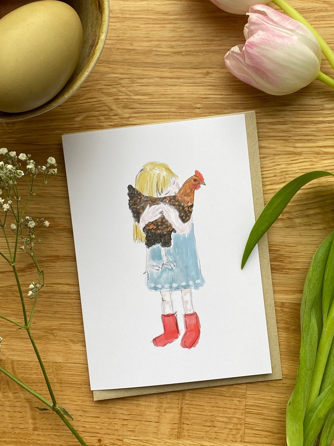 Hen Hugs Greetings Card, Chicken Card, Hen Greetings Card, Chicken ...