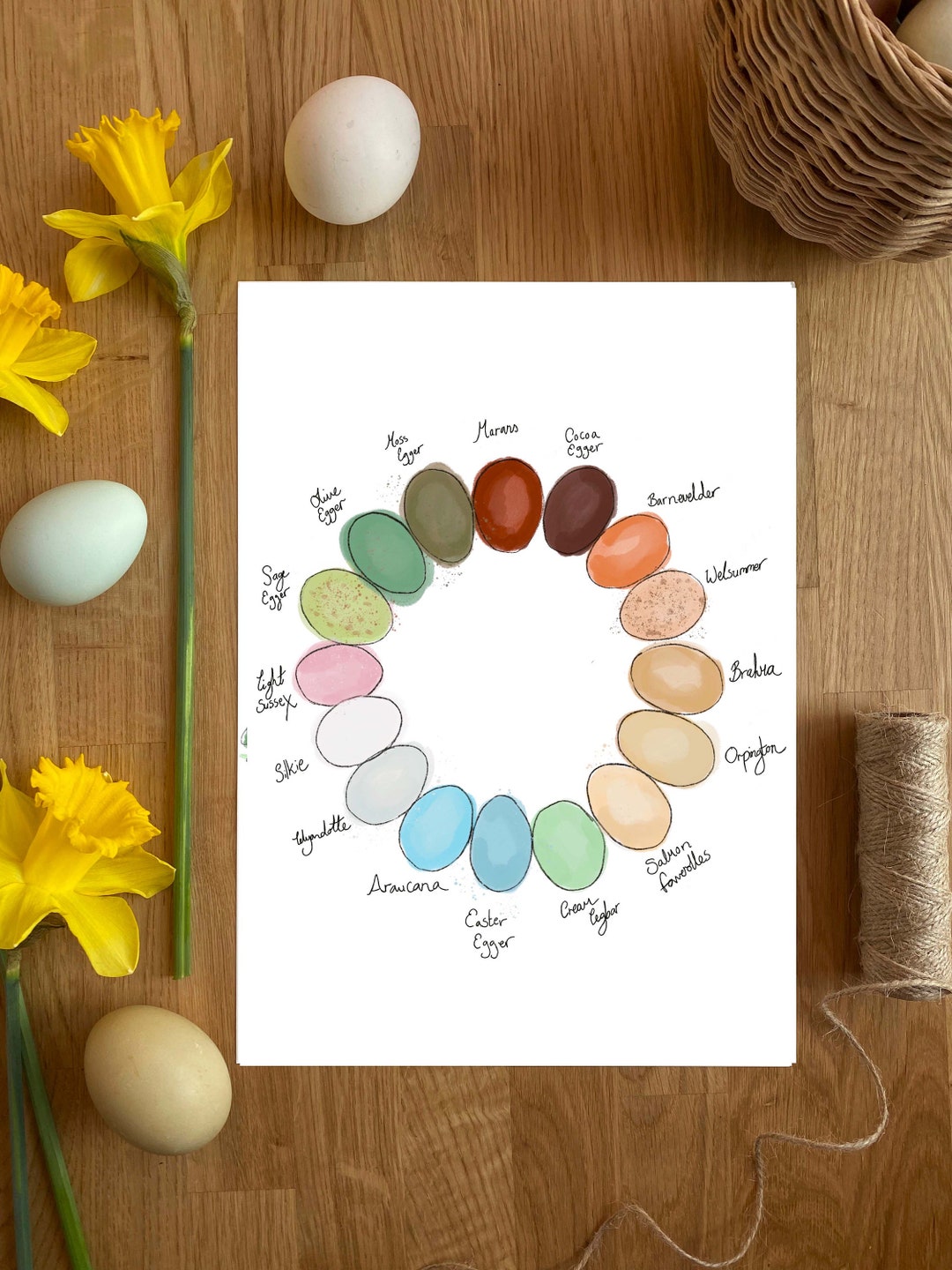 Rainbow Eggs Art Print, Chicken Art Print, Hen Art Print, Chicken Gift ...