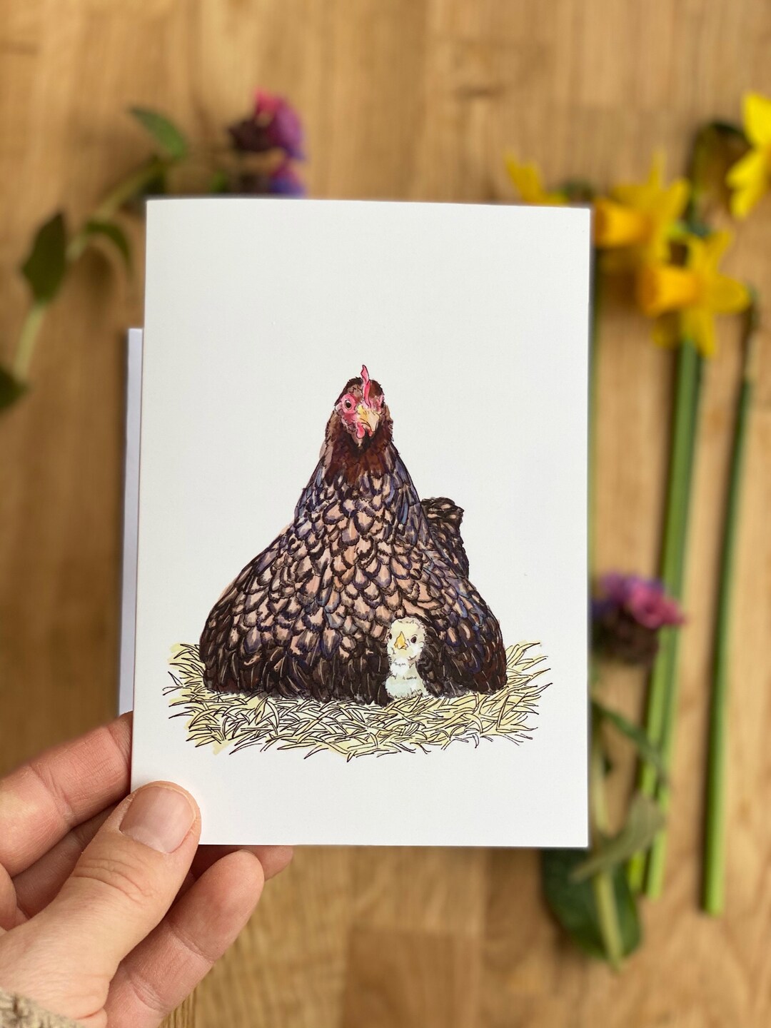 Mother Hen Greetings Card, Chicken Theme Card, Hen Card, Chicken Design ...