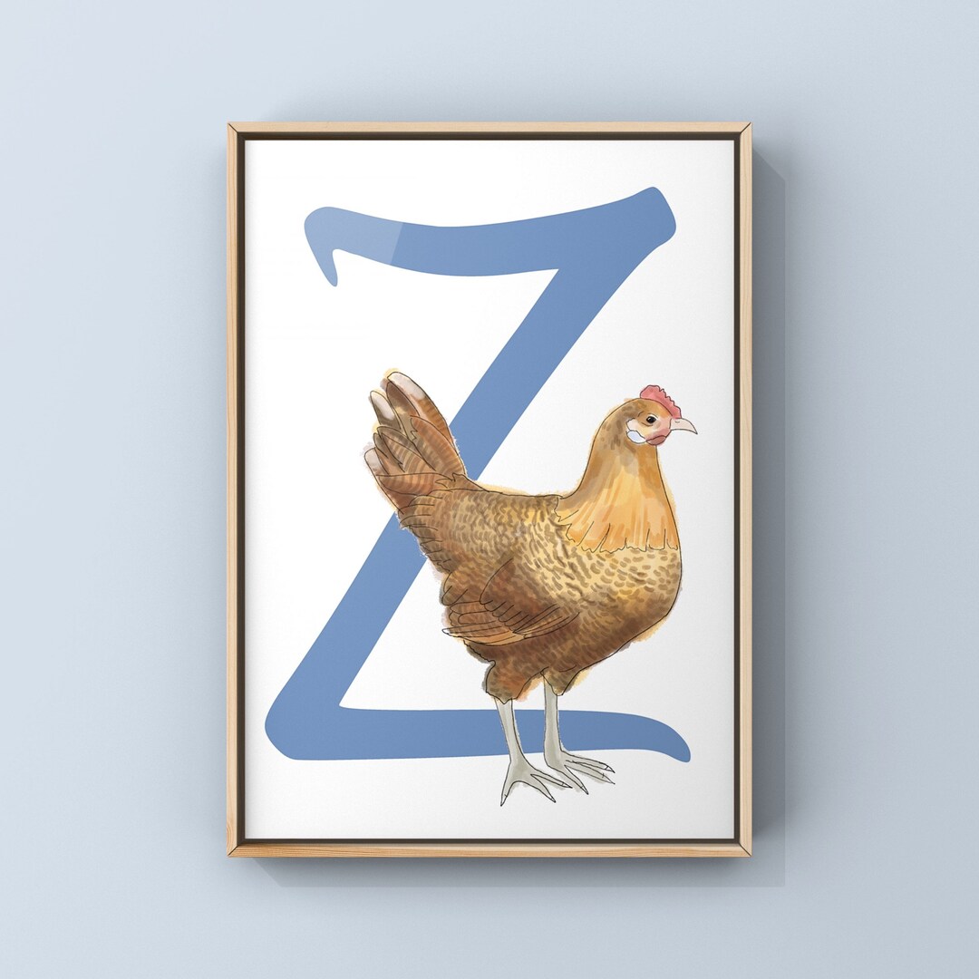 Chicken Alphabet Art Print the Letter Z for Zottegem Campine - Etsy