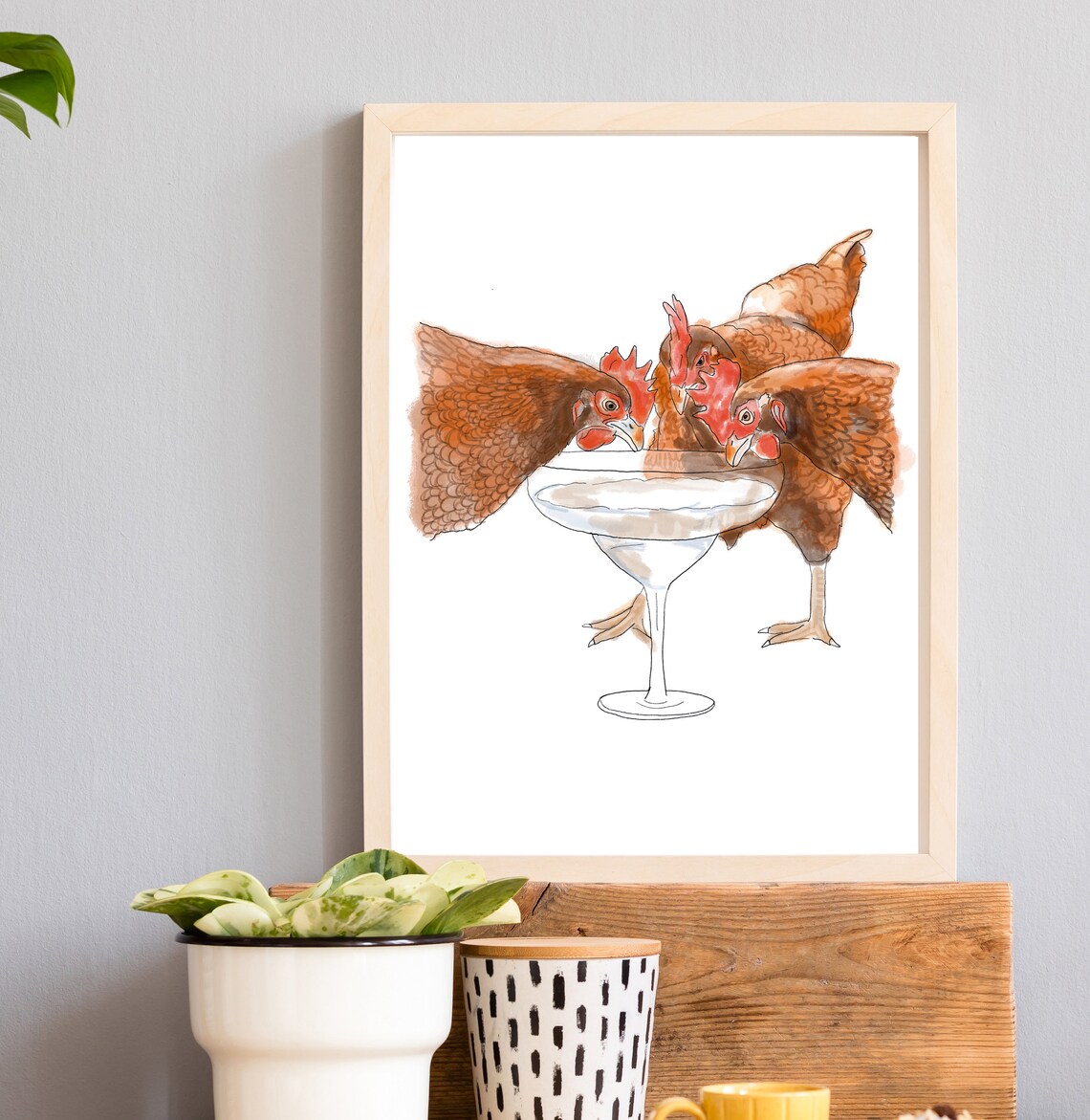 The Hen Party Art Print, Chicken Art Print, Hen Art Print, - Etsy
