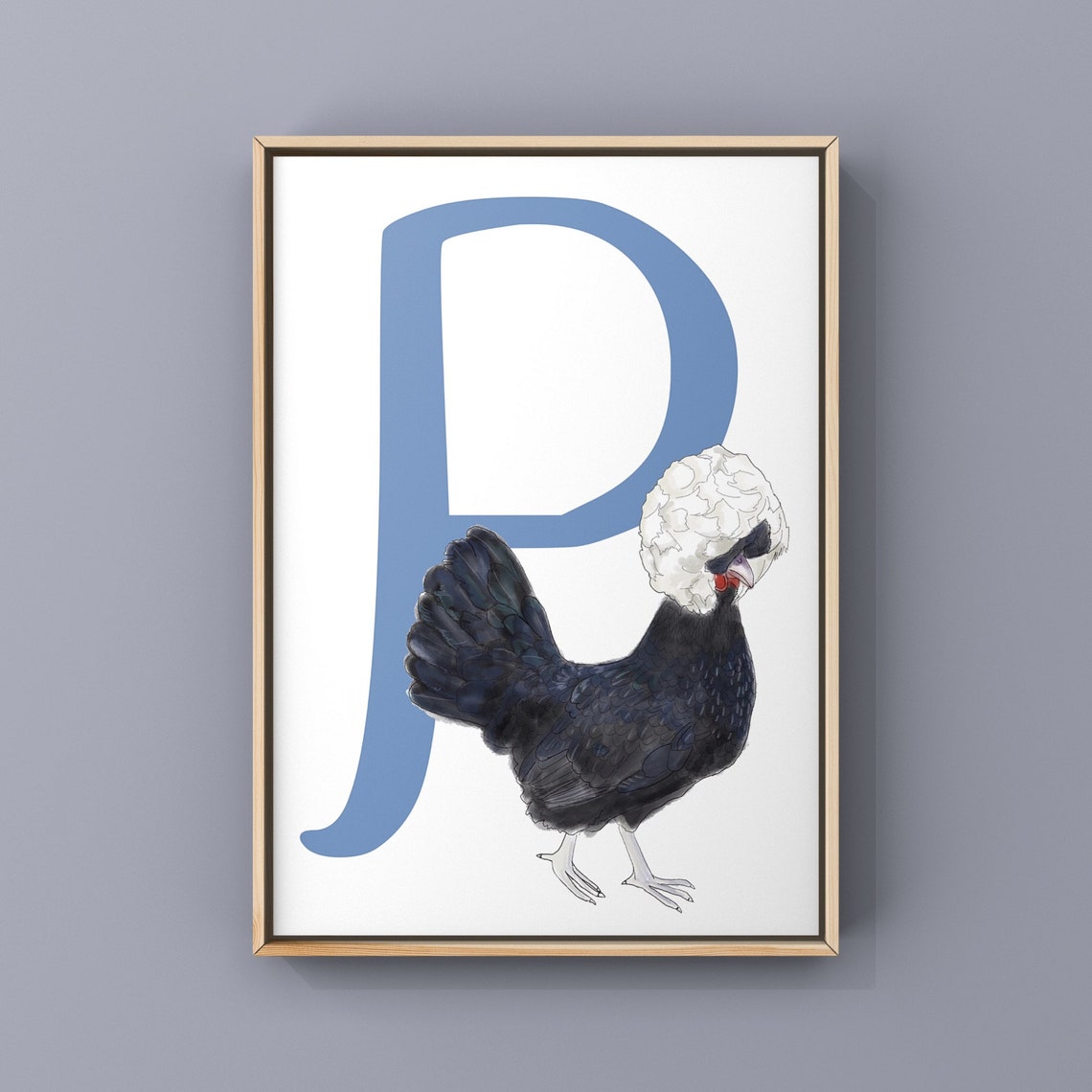 Polish Hen Art Print, Polish Chicken Art Print, Black Crested Polish ...