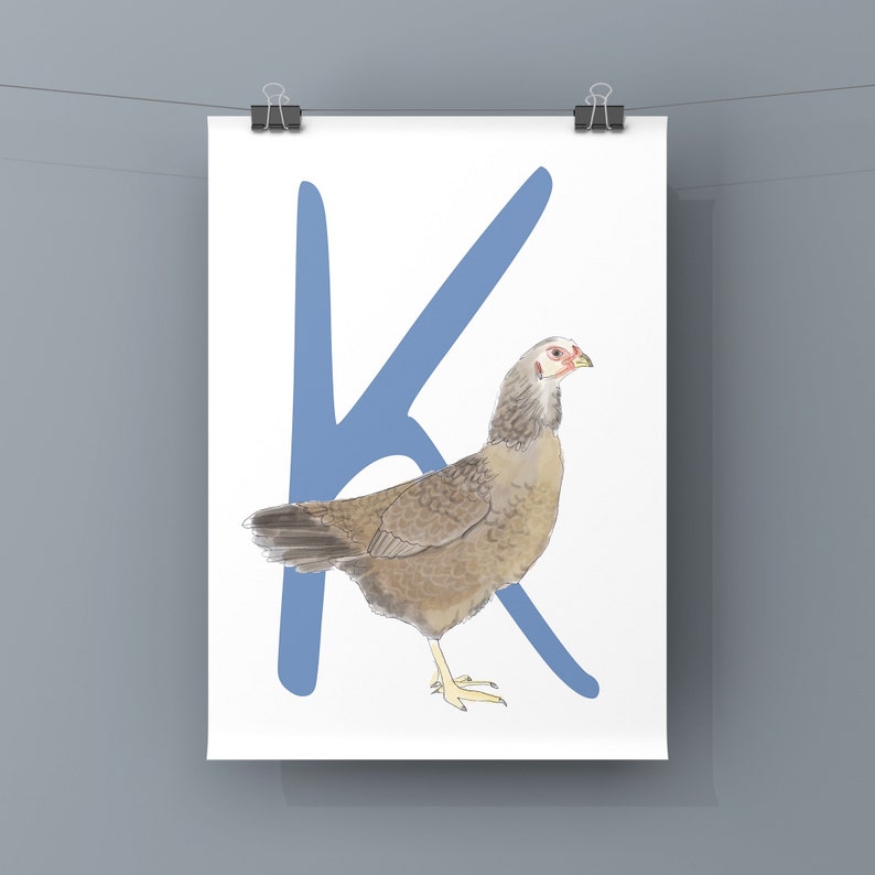 Childrens Alphabet Art Print, Chicken Art Print, Hen Art Print, Gift ...