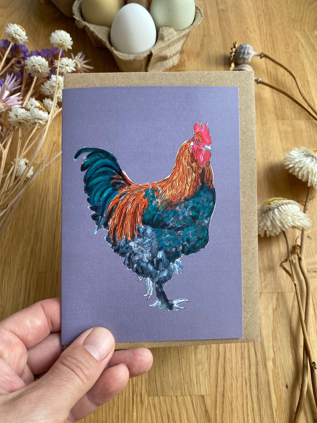 Dark Copper Marans Cockerel, Chicken Greetings Card. Rooster Card. - Etsy