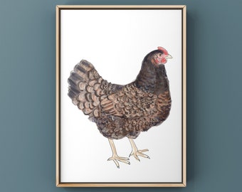 Vintage Eldreth Pottery Salt Glazed Blue Grey Rooster Chicken Hen ...