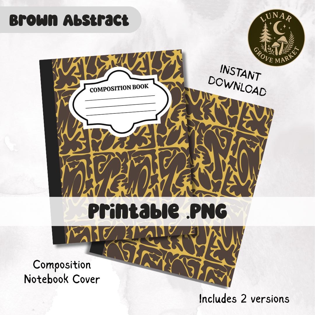Printable Composition Notebook Cover PNG: Abstract Art, Custom Design ...