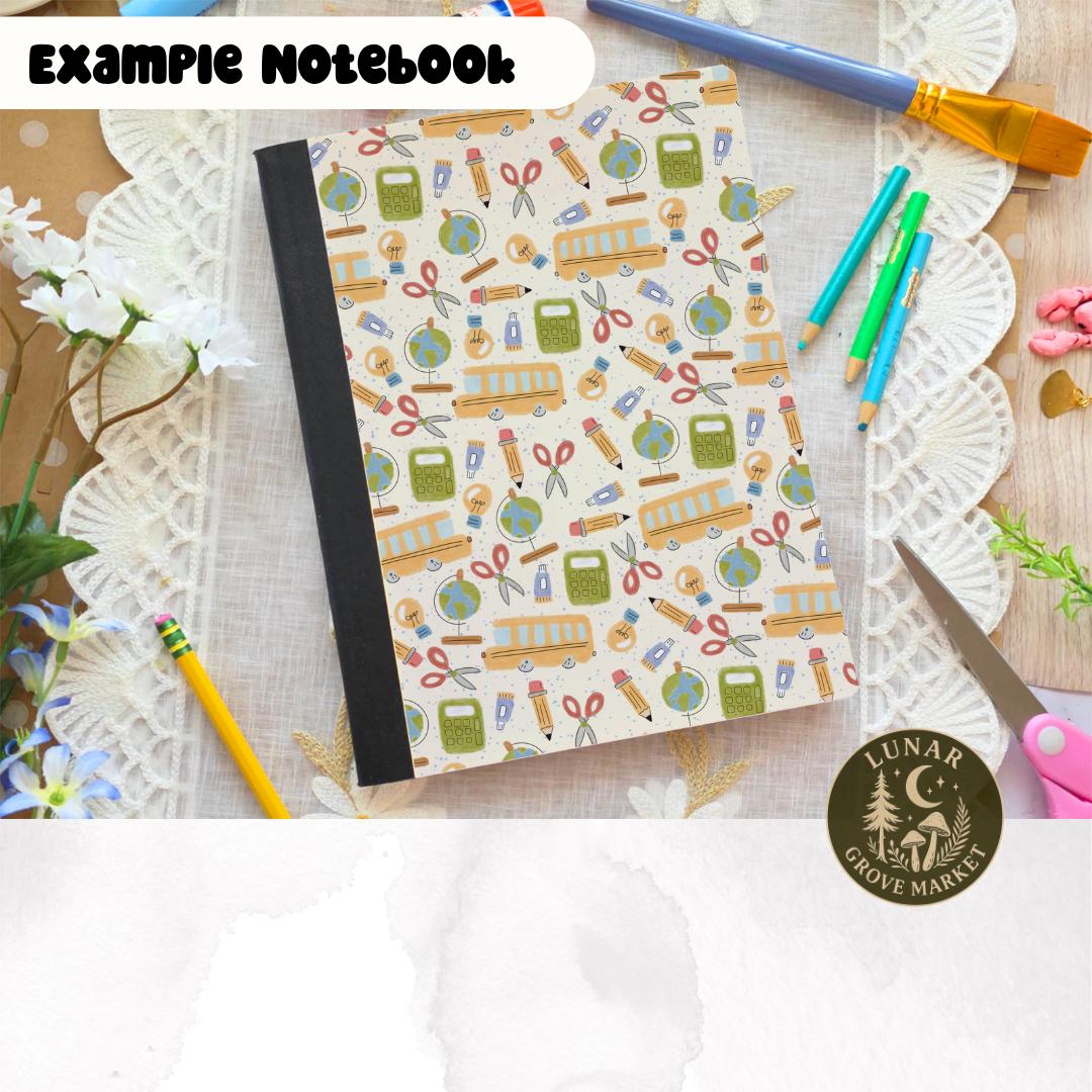 Printable Composition Notebook Cover PNG: Back to School, Custom Design ...