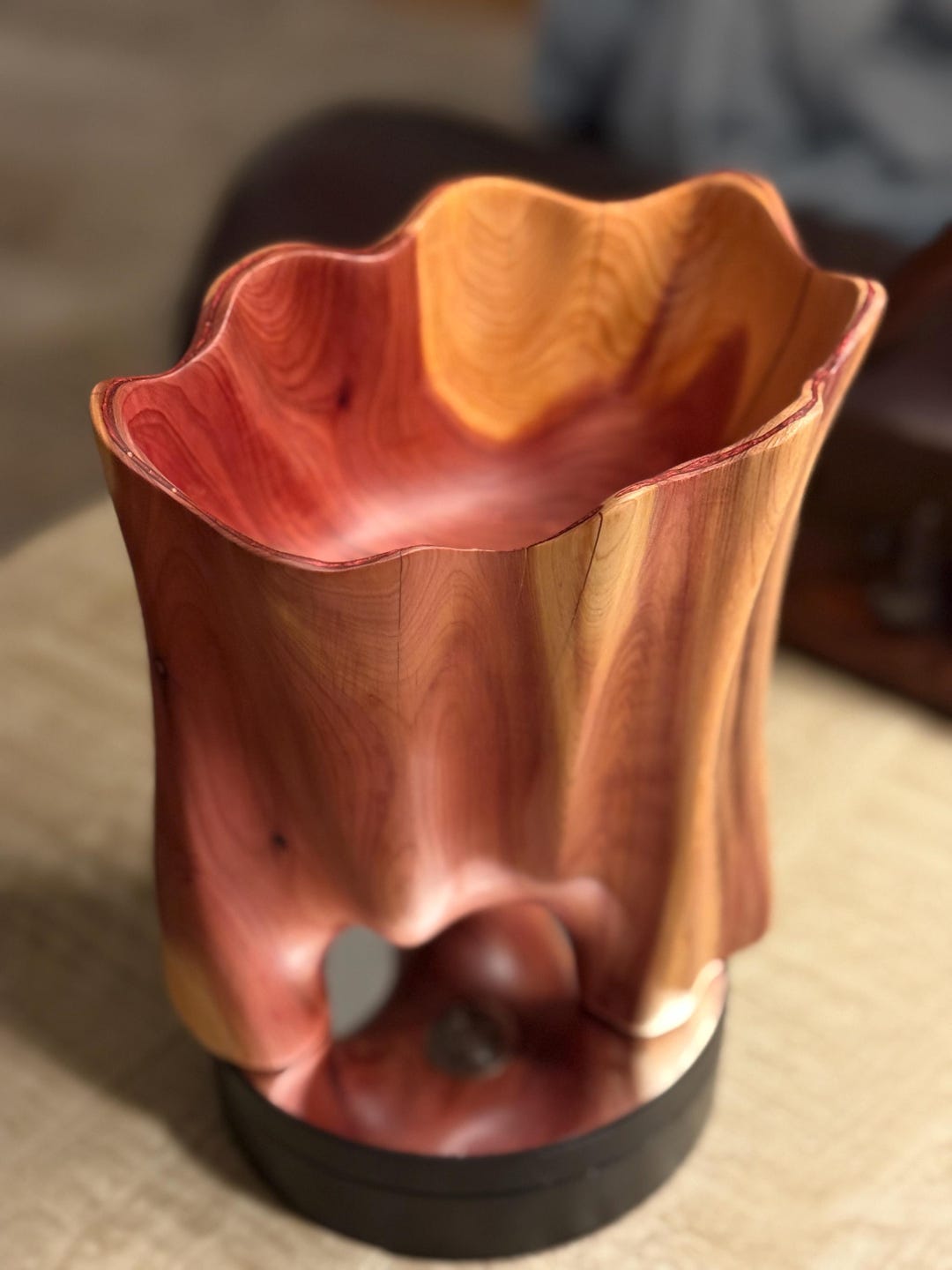 Ruby Red Cedar Wood Bowl: Accent Decor Piece - Etsy