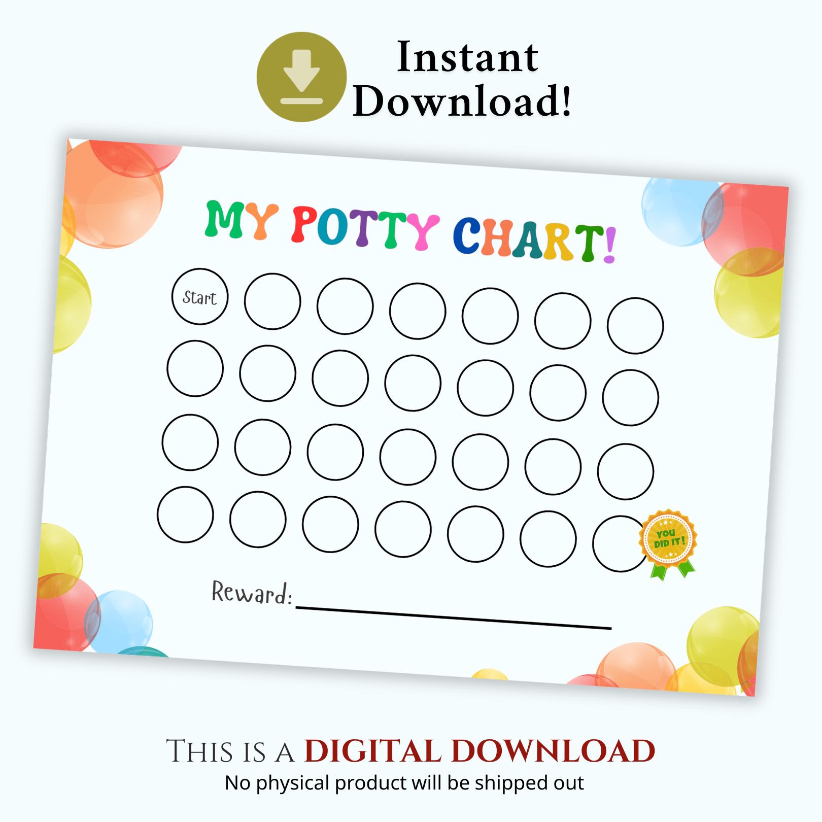 Printable Potty Training Chart, Kids Reward Chart, Potty Training ...