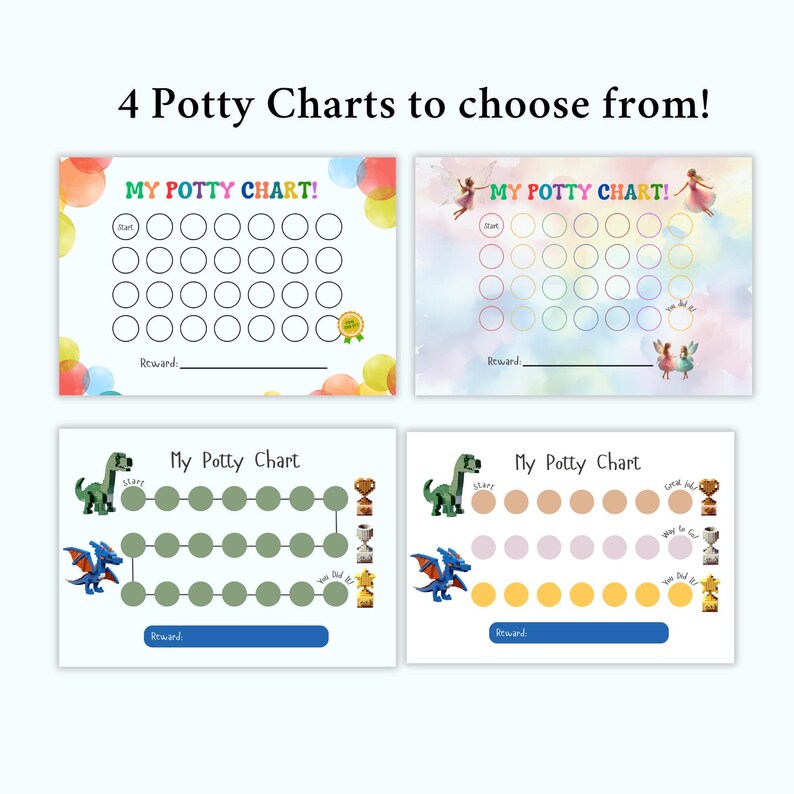 Printable Potty Training Chart, Dino Theme Reward Chart, Potty Training ...