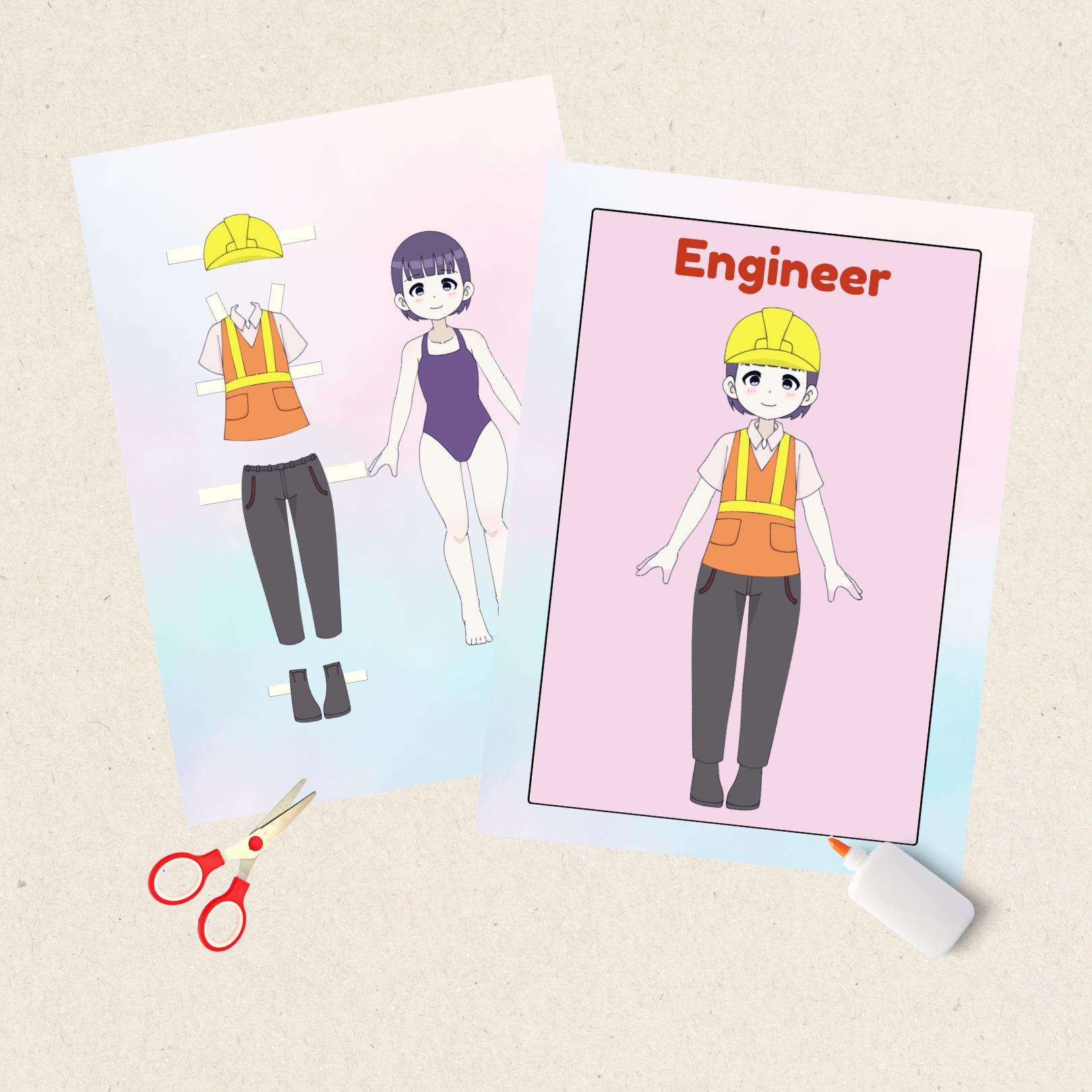 Printable Paper Dolls, Engineer, Dress Up, Digital Download, Learning ...