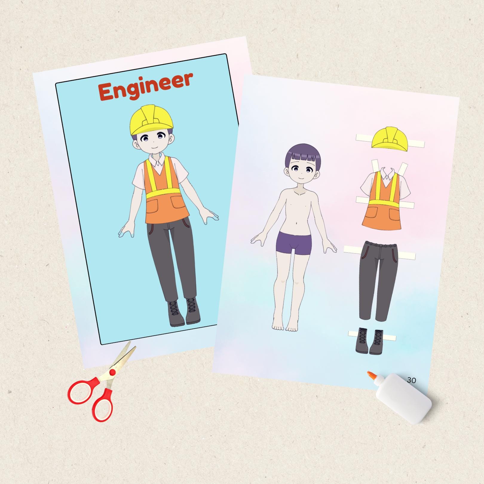 Printable Paper Dolls, Engineer, Dress Up, Digital Download, Learning ...