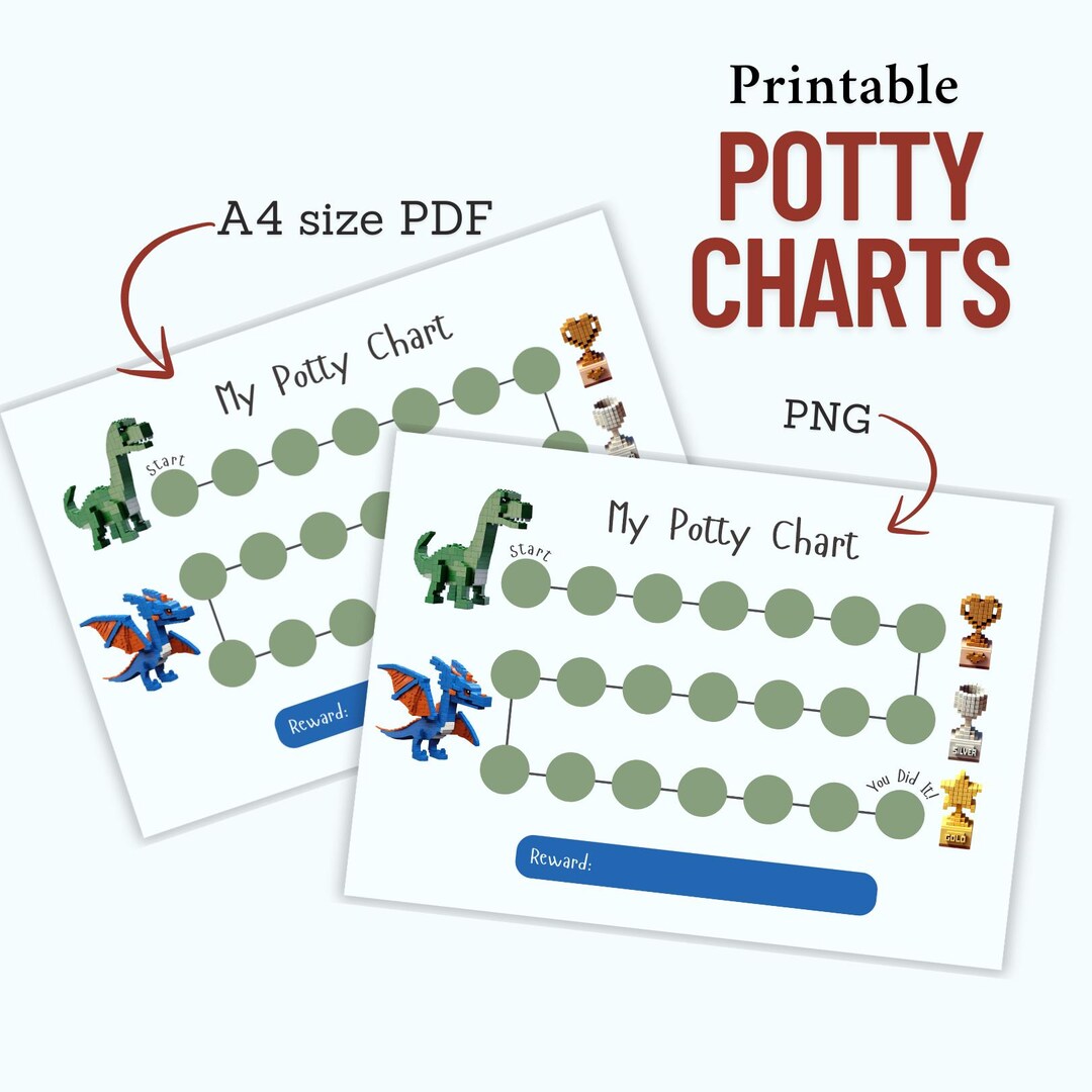 Printable Potty Training Chart, Dino Theme Reward Chart, Potty Training ...