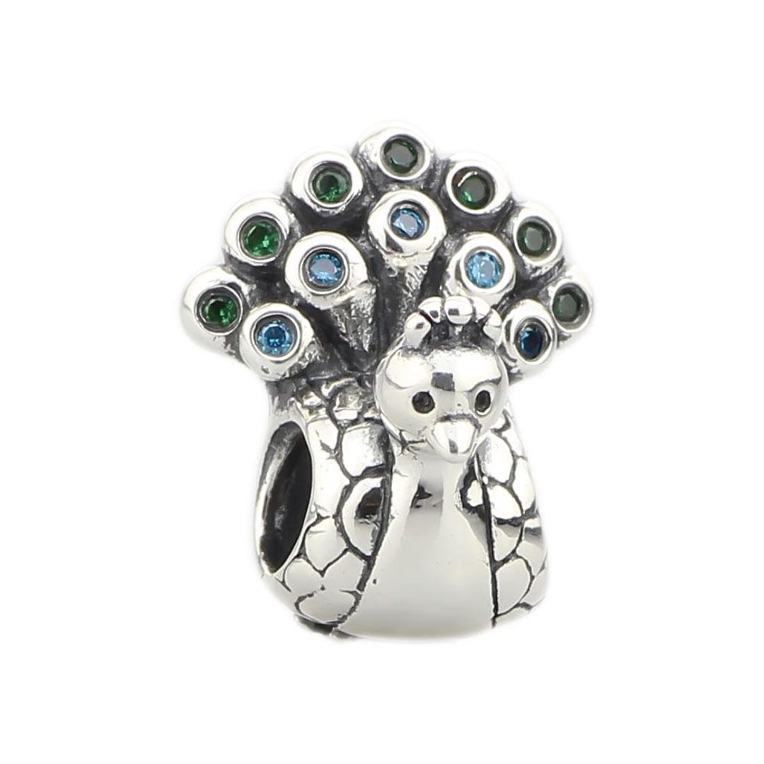Pandora Charm Peacock Teal & Green Cz Sterling Silver - Etsy
