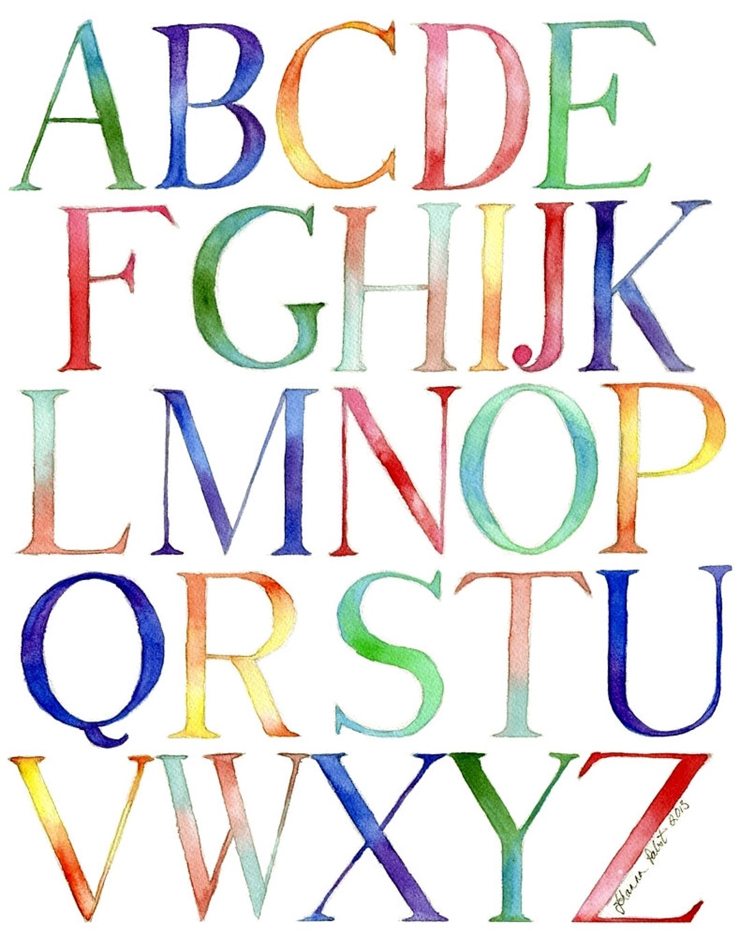 Alphabet Art - Alphabet Letters Watercolor Painting - Typography Kids ...