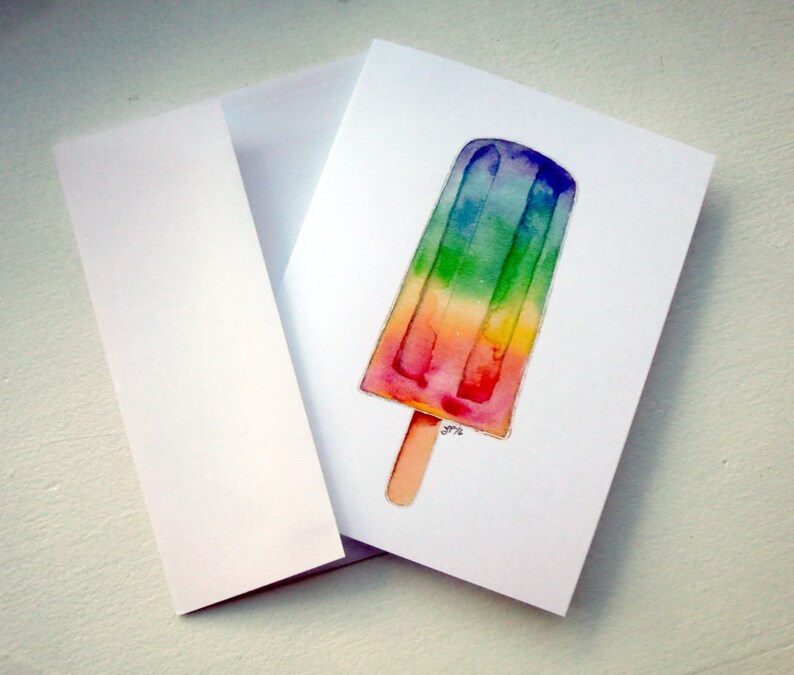Popsicle Cards Popsicle Watercolor Art Blank Note Cards - Etsy