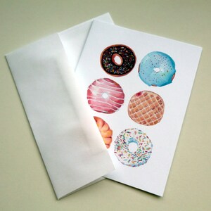 Donut Art Notecards, Cute Cards Breakfast Food Art - Set of Watercolor ...