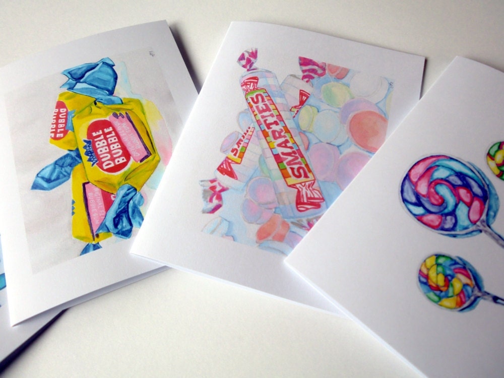 Classic Candy Card Set - Candy Watercolor Art Notecards (ed. 2), Set of ...