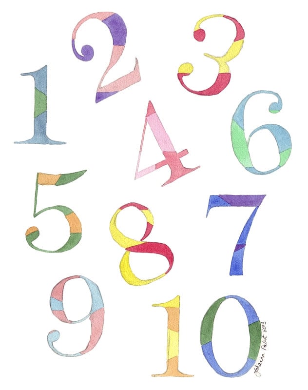 Rainbow Alphabet Letters and Numbers Watercolor Paintings - 1 2 3 ABC ...