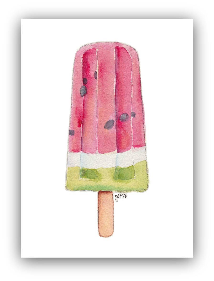 Watermelon Popsicle Art Watermelon Popsicle Still Life Art Print Pop ...