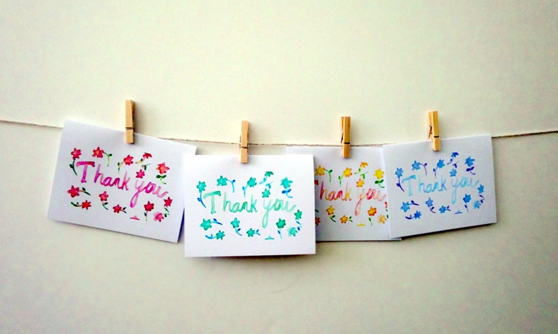 Spring Thank You Notes - Floral Watercolor Card Set - Colorful Art ...