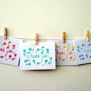 Spring Thank You Notes - Floral Watercolor Card Set - Colorful Art ...