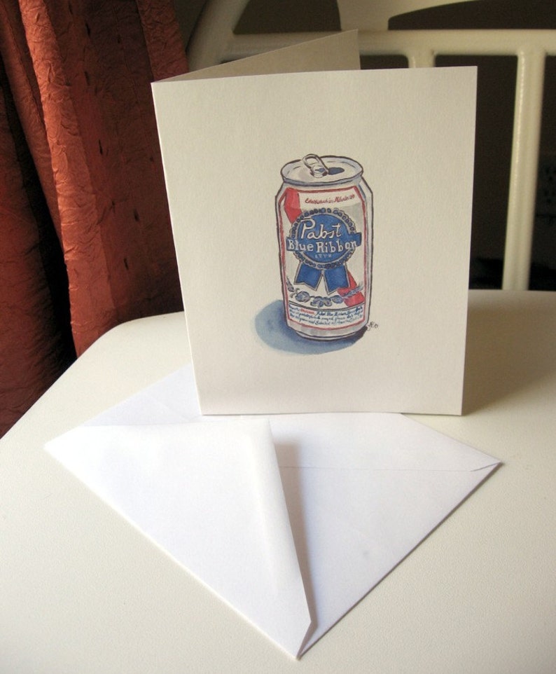 Pabst Beer Cards PBR Beer Watercolor Art Notecards Gifts - Etsy