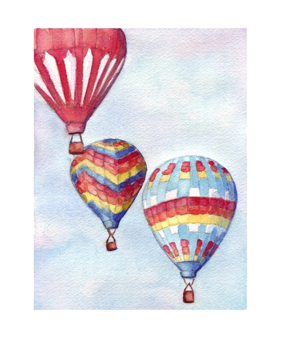 Hot Air Balloon Watercolor Painting