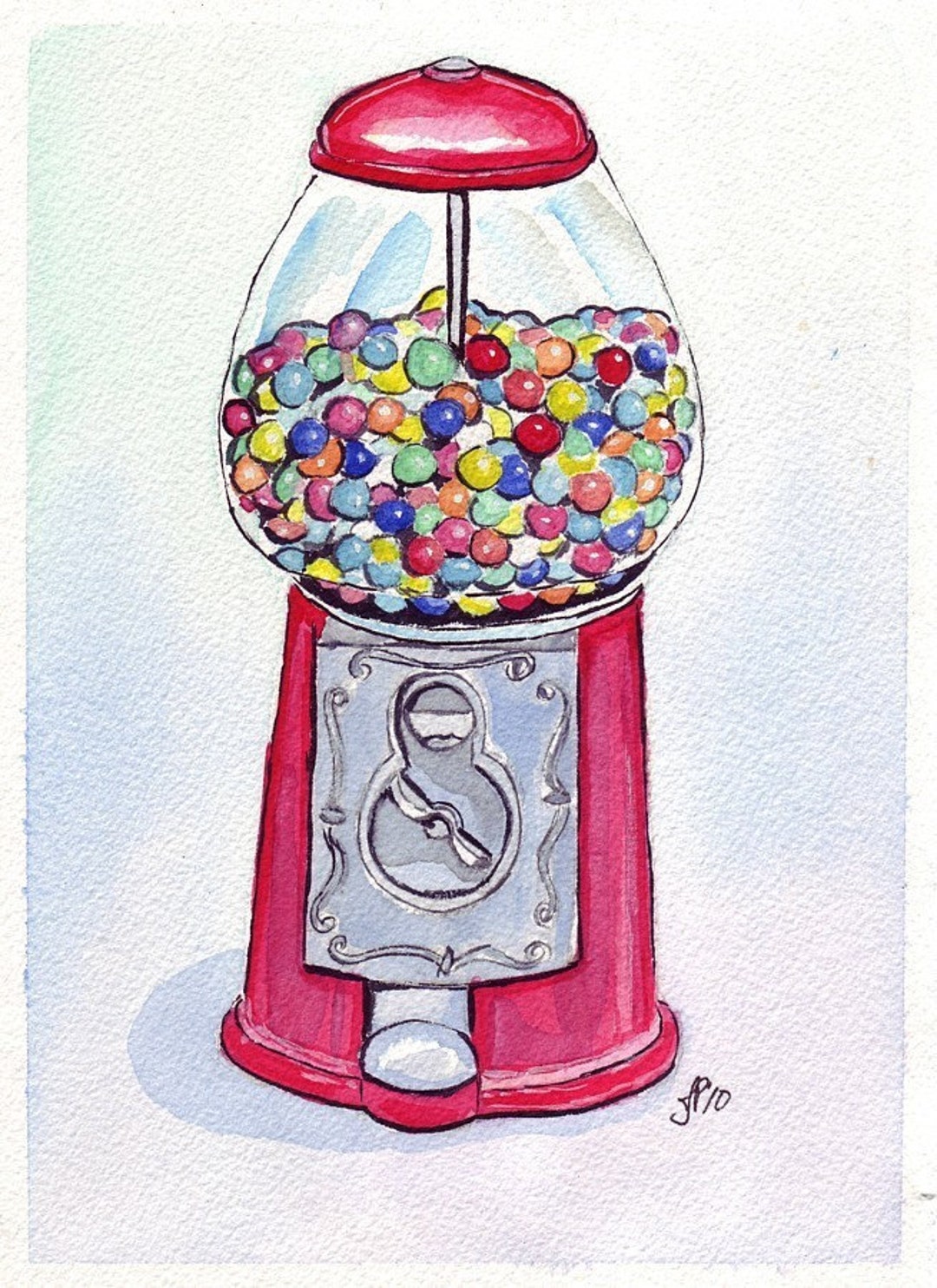 Gumball Machine Art, Candy Watercolor Art Print, 8x10 - Etsy