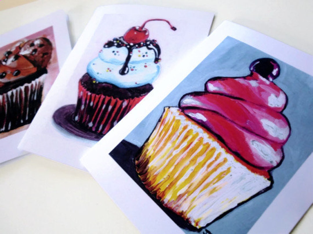 Blank Cupcake Cards - Art Note Cards (ed. 6), Set of 8 Notecards - Etsy