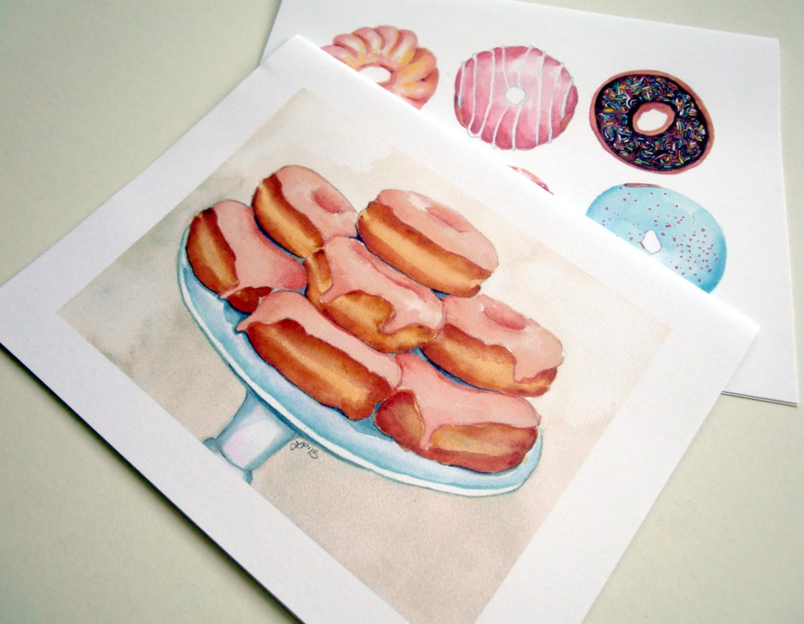 Donut Art Notecards Cute Cards Breakfast Food Art Set of | Etsy