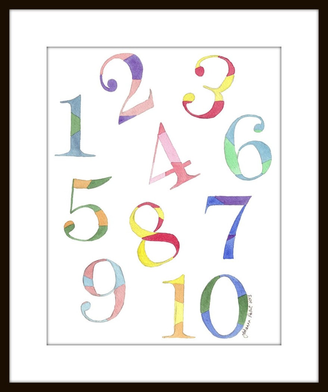 Numbers Watercolor Painting 1 2 3 Kids Room Watercolor Art - Etsy