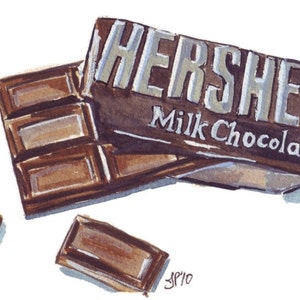 Watercolor Painting - Chocolate Bar Watercolor Art Print, 5x7 - Etsy