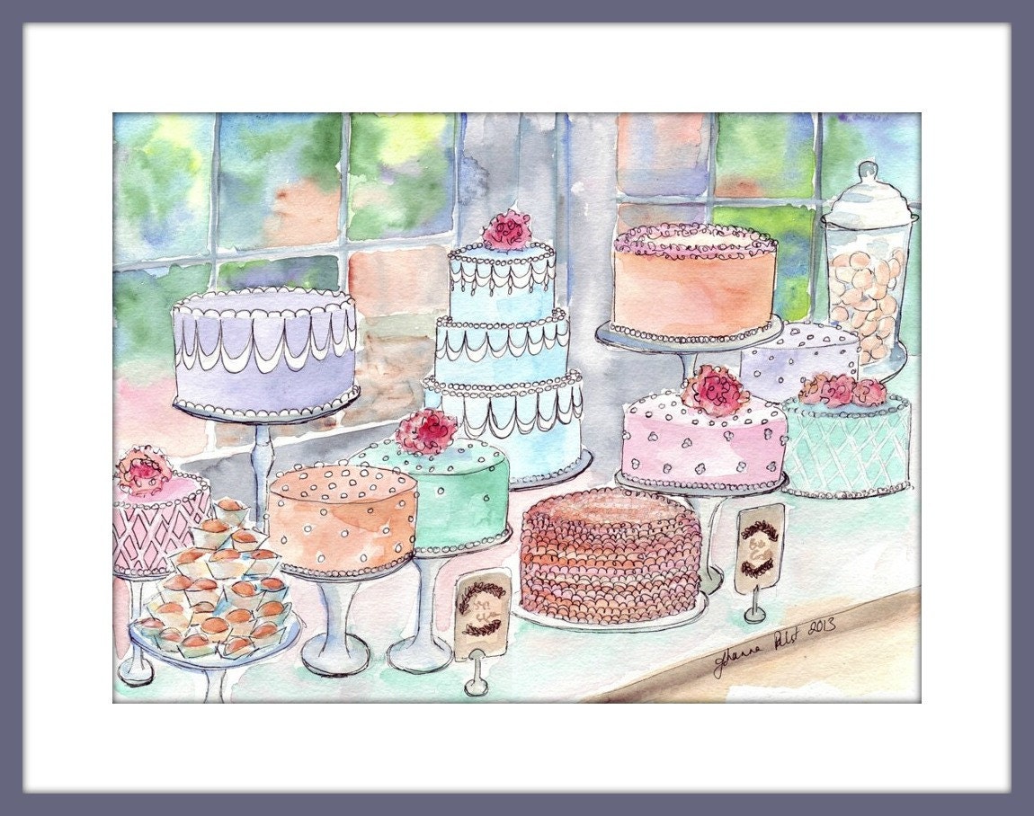 Cake Watercolor Painting No. 1 - Colorful Food Art Illustration Still ...