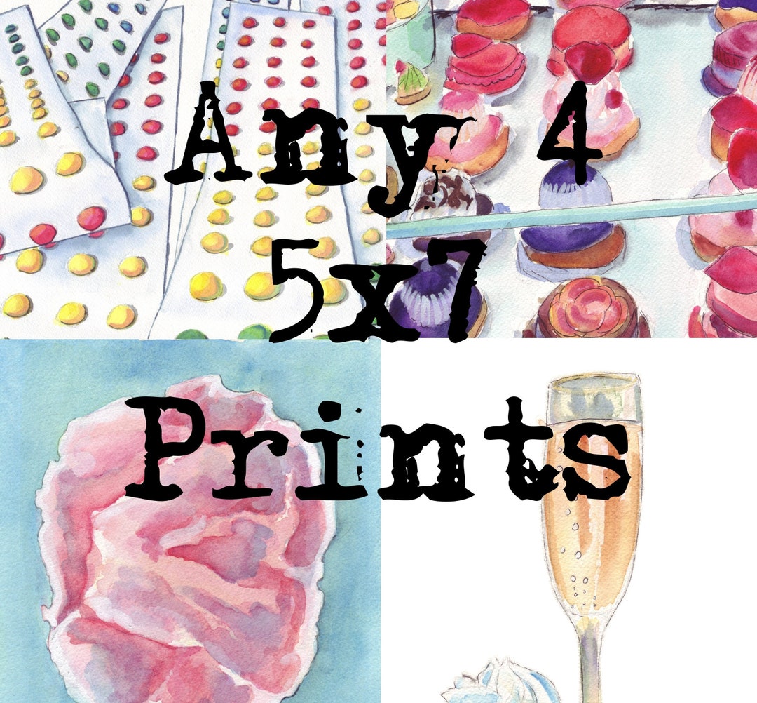SAVE! Four 5x7s Print Set Watercolor Painting Illustration - Set of 4 ...