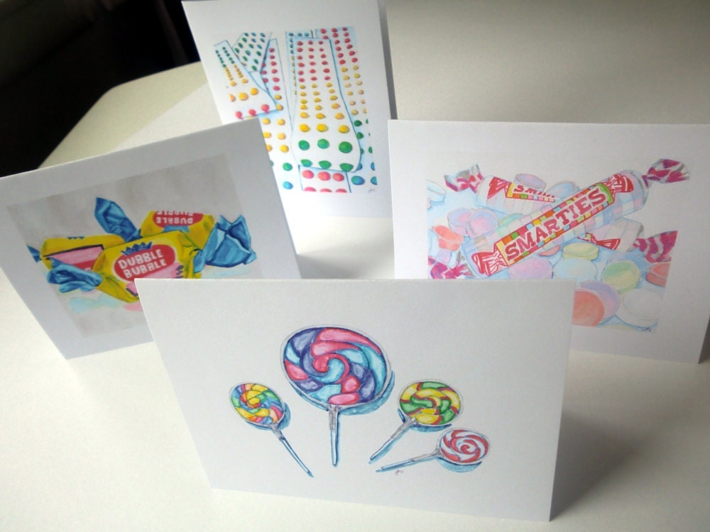 Classic Candy Card Set - Candy Watercolor Art Notecards (ed. 2), Set of ...
