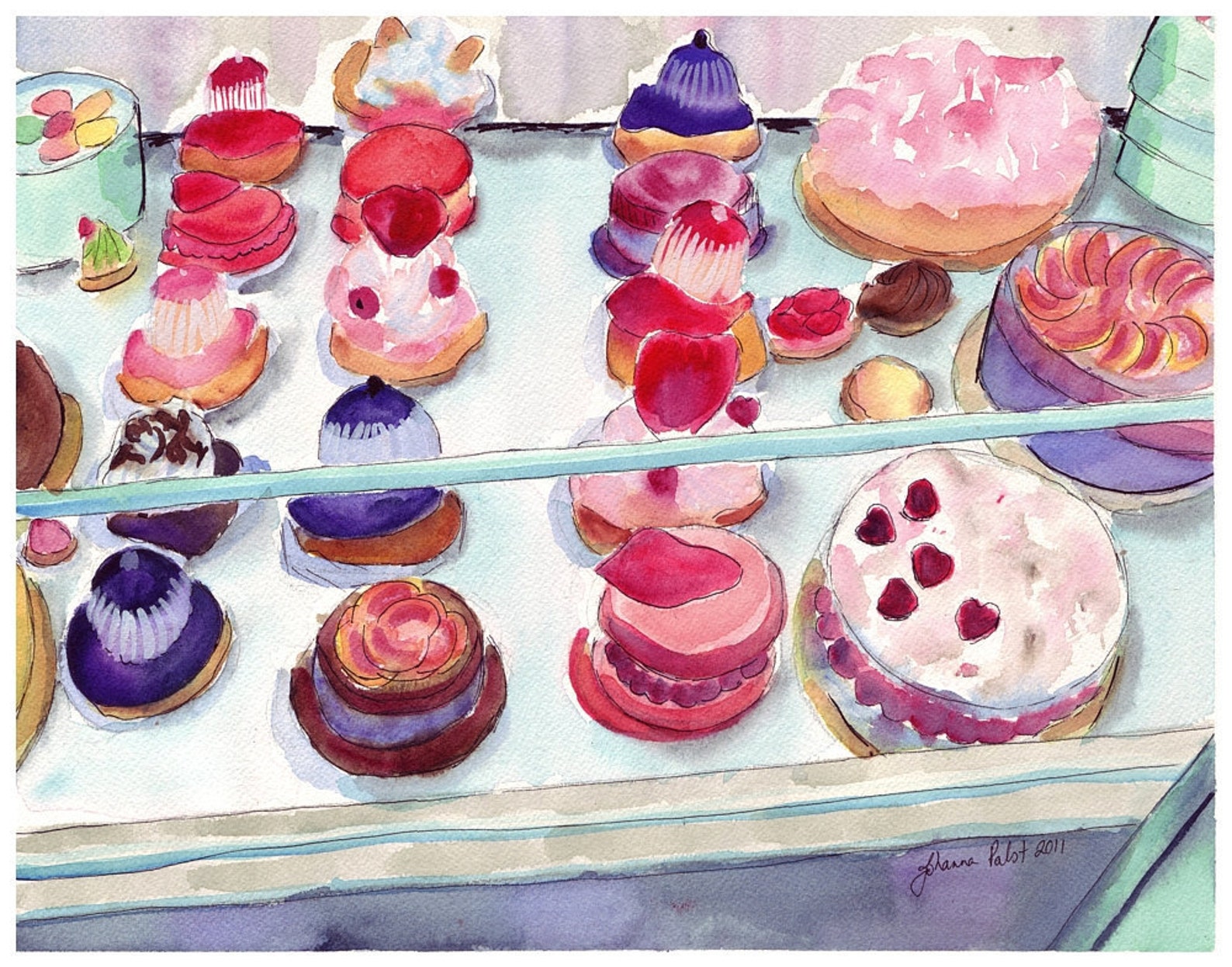 Laduree Watercolor Painting French Pastry Case Art - Etsy