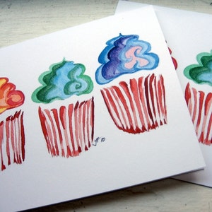 Cupcake Cards Blank Card Set Cupcake Notecards Set, Rainbow Note Cards ...