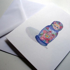 Matrushka Card Set - Matrushka Nesting Doll Purple Watercolor Art Note ...